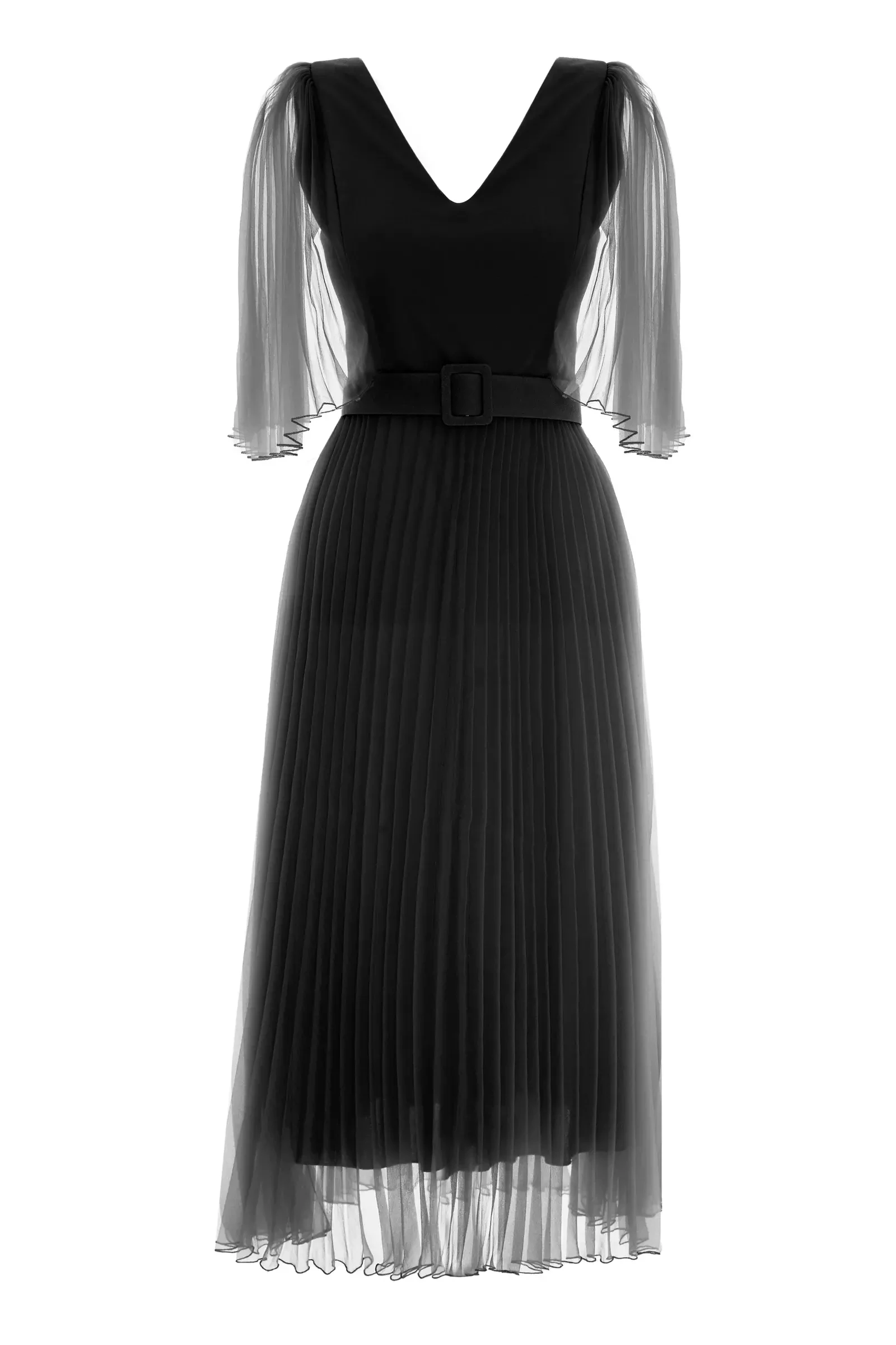 Black Tulle 34 Sleeve Midi Dress 965194 001 D0 Engagement And Wedding Dresses Keikei